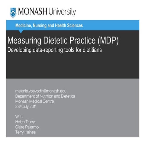 Introduction to The Measuring Dietetic Practice Study | PPT