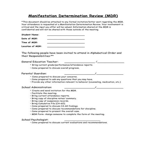 MDR Checklist And Responsibilities | DOC