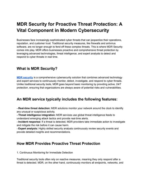 MDR as a Service Proactive Threat Detection & Response.pptx