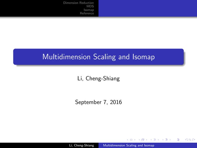 Multidimension Scaling And Isomap Pdf Physics Science
