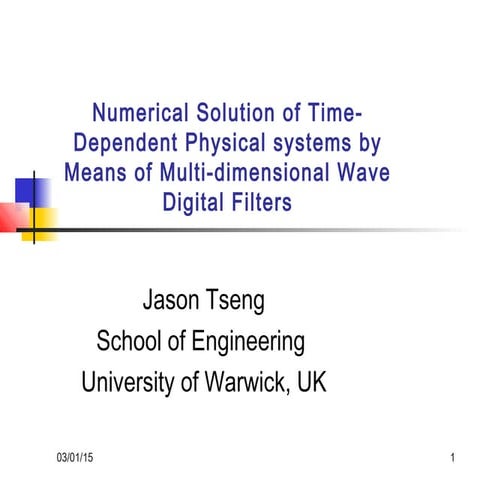 Multidimensional wave digital filtering network | PPT