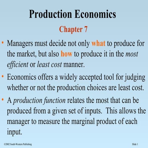 Chapter 7: Production Economics | PPT