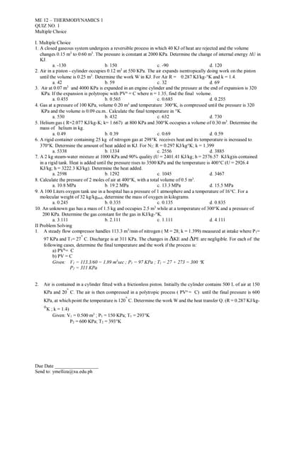 Thermo problem set no. 2 | DOCX