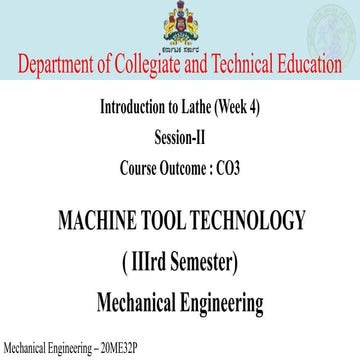 Theory about LATHE machine tool and operations performed on it. Very ...