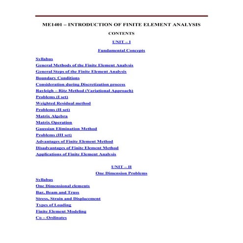 Introduction To Finite Element Method Fem