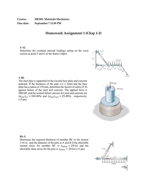Me302 Fall 2020 Homework Assignment 1 Pdf