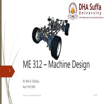 ME 312 Mechanical Machine Design - Lecture 01 | PPTX