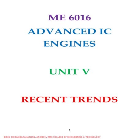 ME6016 ADVANCED I.C ENGINES UNIT V | PDF | Chemistry | Science