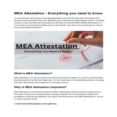 MEA Attestation - Everything you need to know | PDF