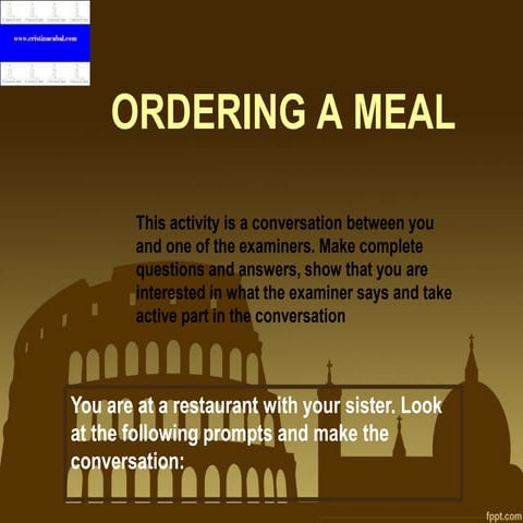 Ordering a Meal. Role Play | PPTX