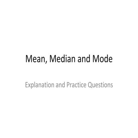 Mean, Median And Mode | PPT