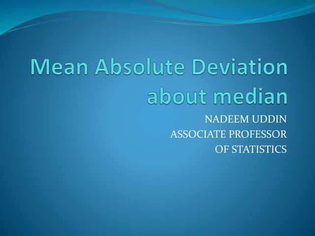 Mean Absolute Deviation About Median Pptx Physics Science