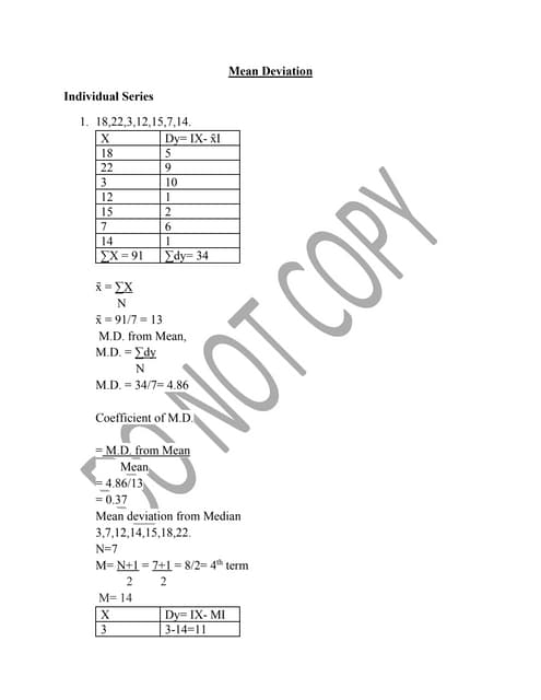 Mean Deviation Pdf