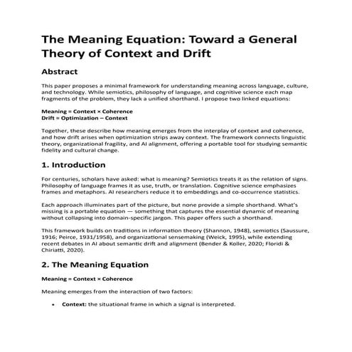 The Meaning Equation: Toward a General Theory of Context and Drift ...