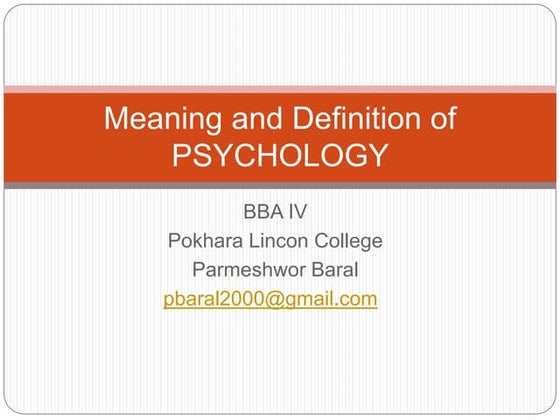 Introduction to psychology | PPT