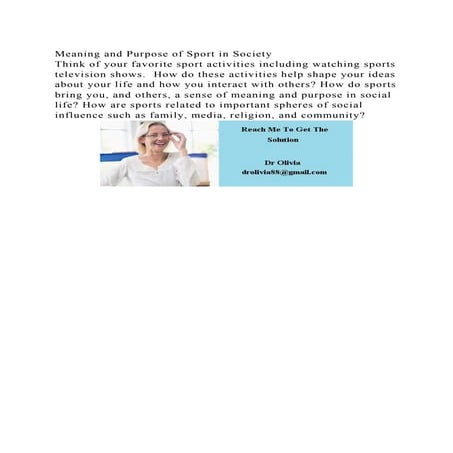 Meaning and Purpose of Sport in SocietyThink of your favorite spor.docx