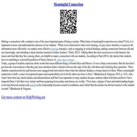 Meaningful Connection | PDF