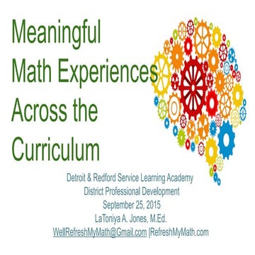 Meaningful Math Experiences Across the Curriculum lajones92515 | PPT ...