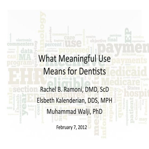 What Meaningful Use Means for Dentists | PDF