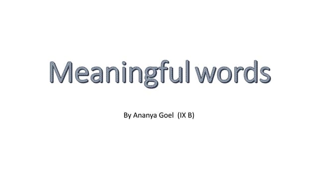 List Of Meaningful Words