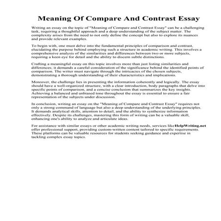 Meaning Of Compare And Contrast Essay. How to Write a Compare and ...