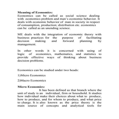 Meaning of economics | DOCX