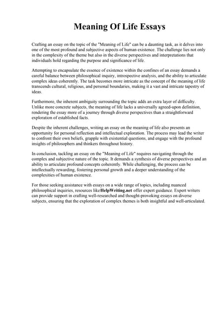 Life Definition Essay | PDF