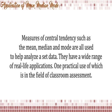 Mean median mode (application) | PPTX | Educational Assessment | Education