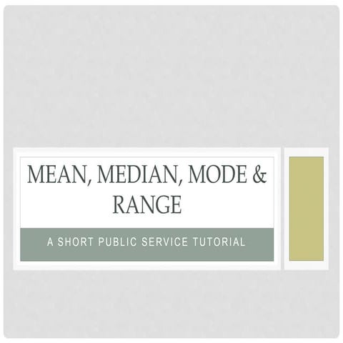 Mean, median, mode and range tutorial | PPT