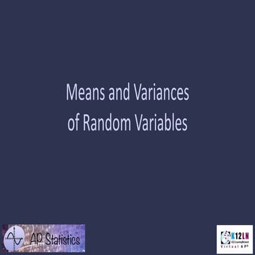 Means And Variances Of Random Variables Ppt