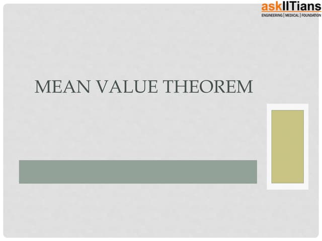 Rolle's theorem, mean value theorem | PDF