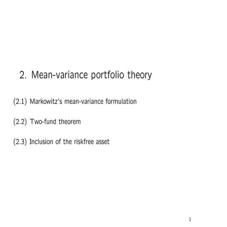 Mean variance | PDF
