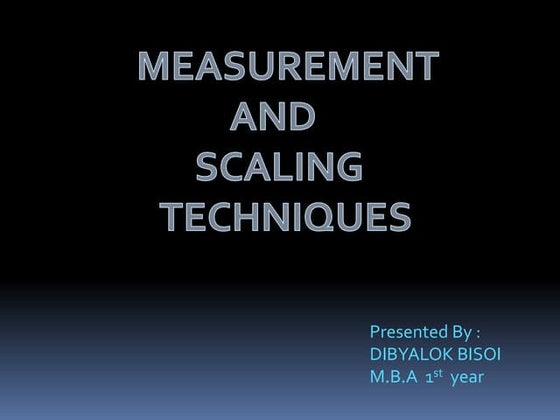 Measurement and Scales in Research Methodology | PPTX