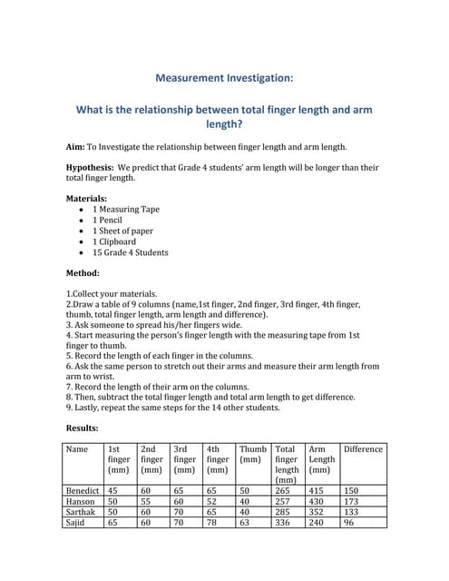 Math investigation | DOCX | Children\'s Health | Healthy Living