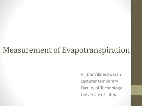 Measurement Of Evaporation Ppt