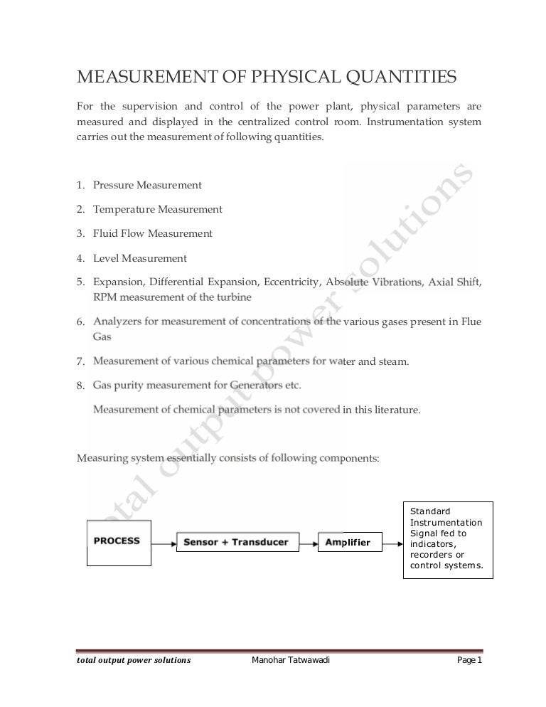 Measurement of physical quantities in TPS