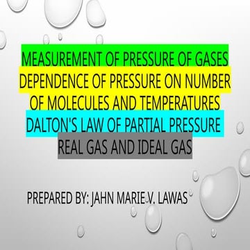 measurement of gases dependence of pressure on number of molecules | PPTX