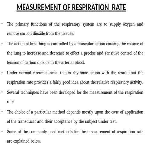 MEASUREMENT OF RESPIRATION RATE.pptxjhinoljoijo;no;j | PPTX | Lung and ...