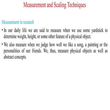 Measurement and Scaling Techniques in Research Methodology | PPTX