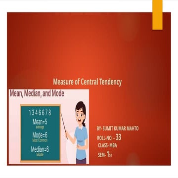 Measures of Central Tendency – Mean, Median, Mode, Weighted Mean | PPTX