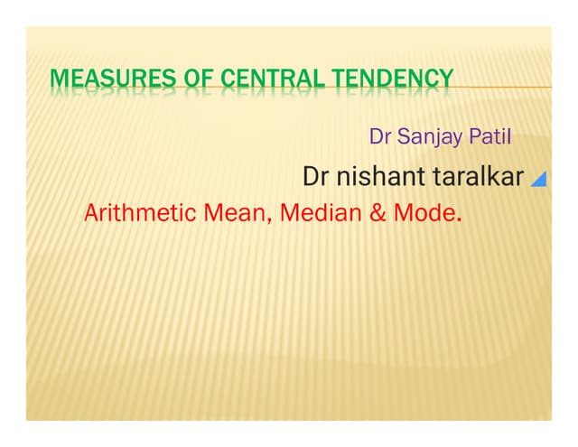 Measures of central tendency (ungrouped data) | PPTX