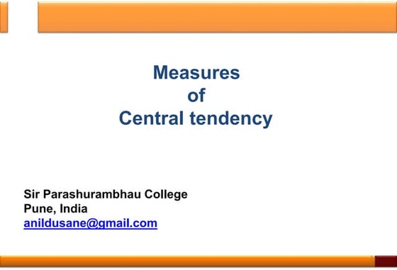 Measures of central tendency | PPTX | Educational Assessment | Education