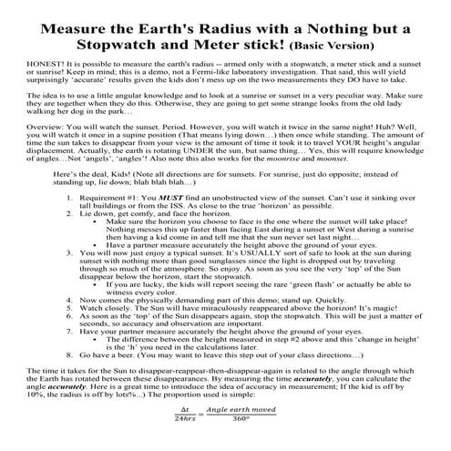 Measure the earth's radius | PDF