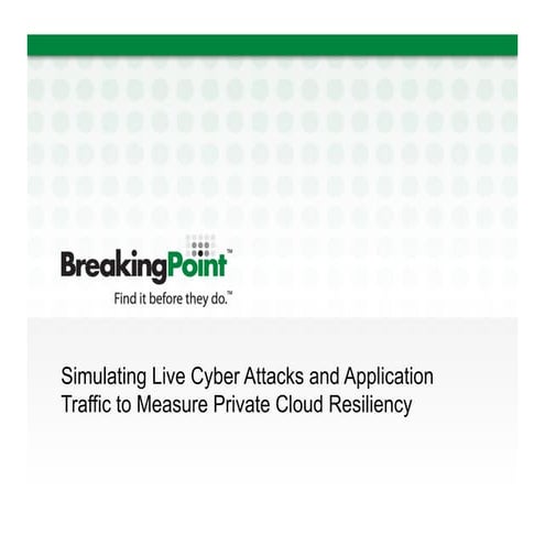 Measuring Private Cloud Resiliency Ppt