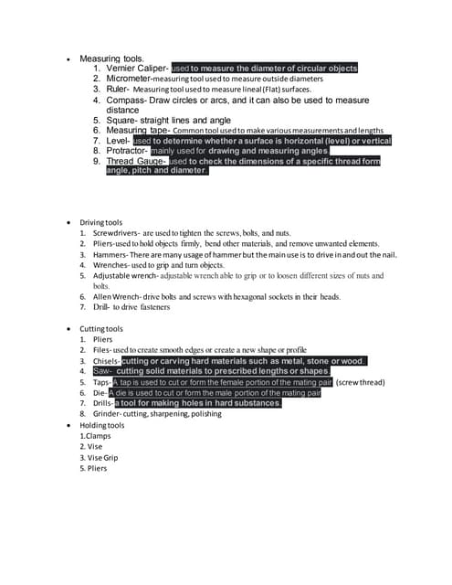 Types and uses of Measuring Tools g8.pptx | Woodworking | Arts and Crafts