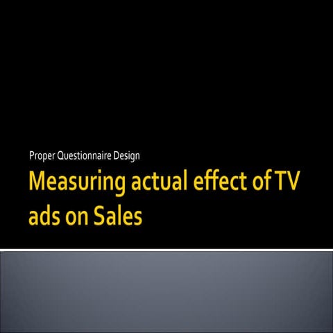 Measuring Actual Effect Of Tv Ads On Sales Lk | PPT