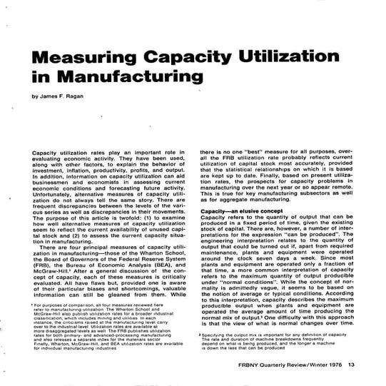 Measuring capacity utilization | PDF