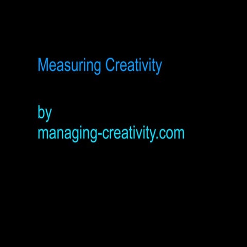 Measuring Creativity - Four Parameters | PPT