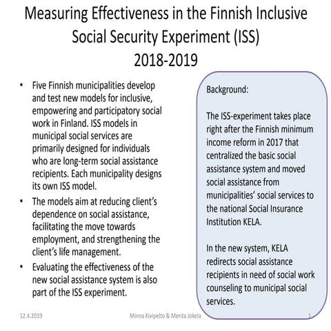 Measuring effectiveness in the finnish inclusive social security | PPT
