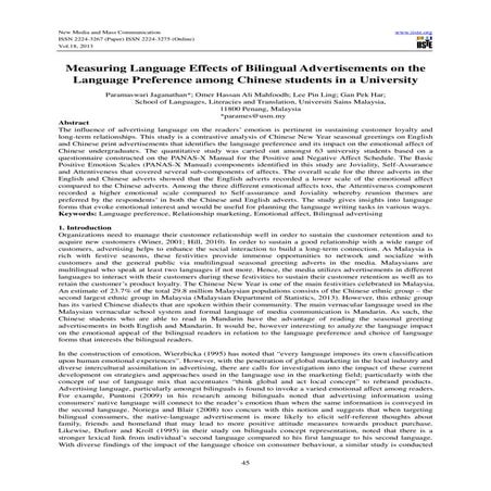 Measuring language effects of bilingual advertisements on the language ...